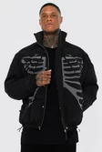 Crinkle Shell Tonal Skeleton Puffer | boohooMAN USA Crinkle Shell Tonal Skeleton Puffer | boohooMAN USA