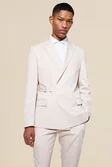 Double Breasted Belted Slim Suit Jacket | boohooMAN USA Double Breasted Belted Slim Suit Jacket | boohooMAN USA