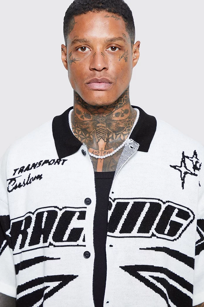 Boxy Fit Knitted Moto Shirt | boohooMAN USA Boxy Fit Knitted Moto Shirt | boohooMAN USA