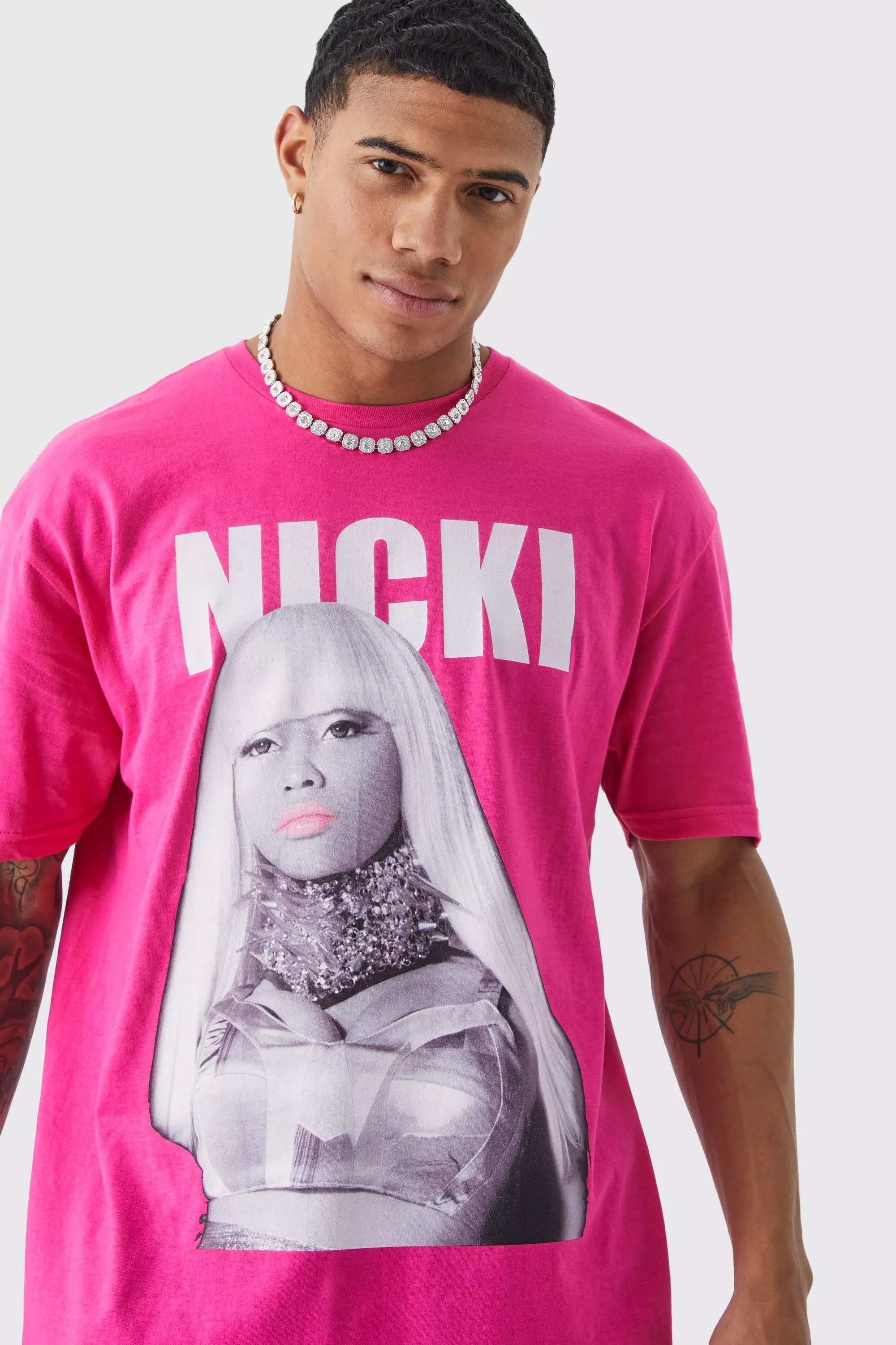 Oversized Nicki Minaj Overdye License T shirt boohooMAN USA